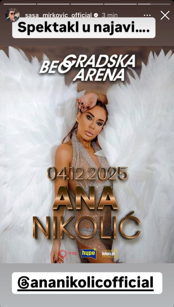 ANA NIKOLIĆ U ARENI! Saša Mirković najavio spektakl!
